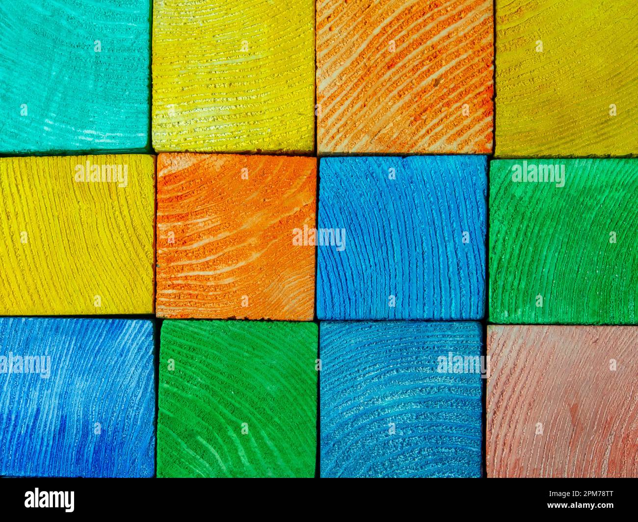 Colorful pine cubes.Colorful wooden textures. Pine texture painted in ...