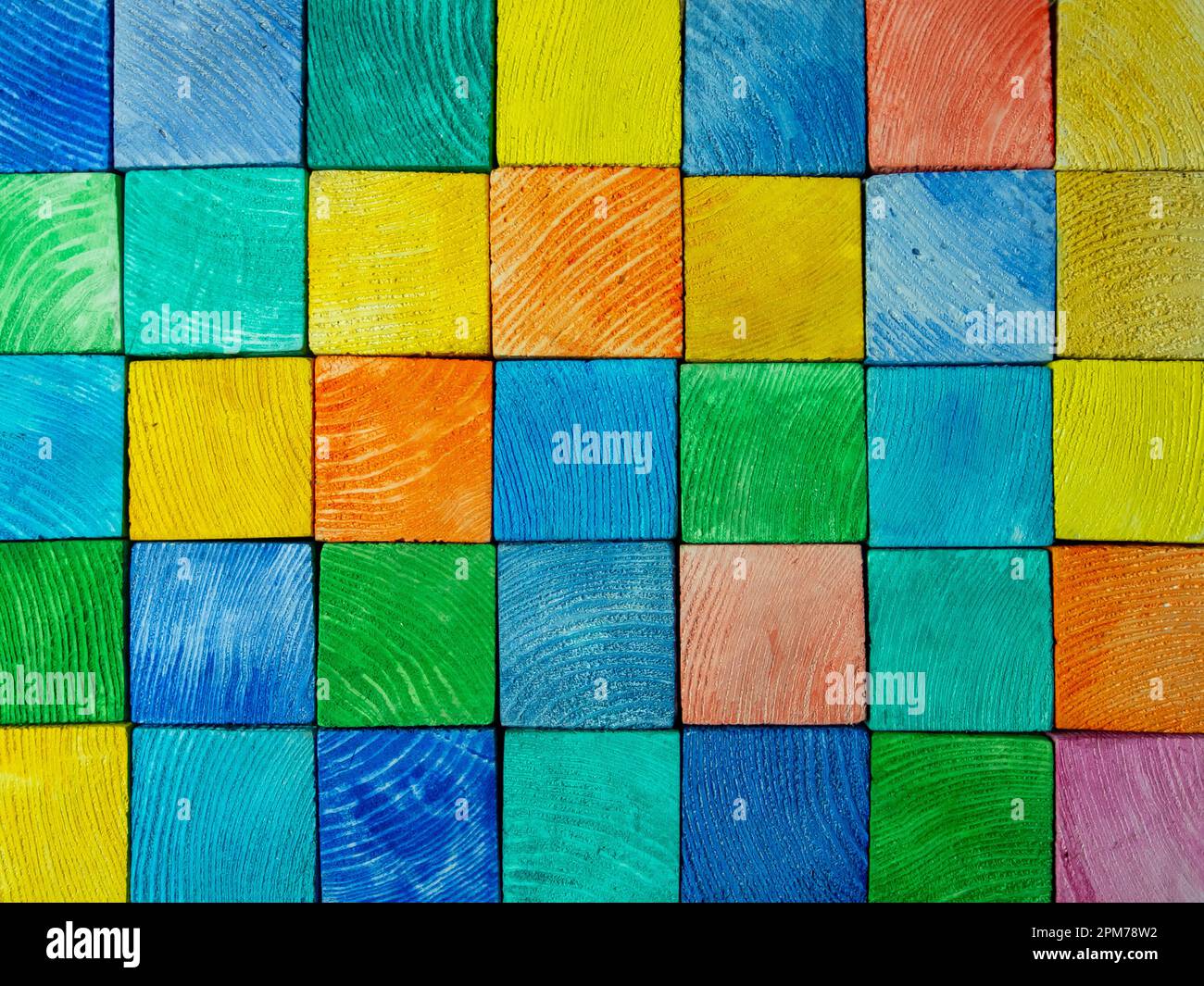 Colorful pine cubes.Colorful wooden textures. Pine texture painted in ...