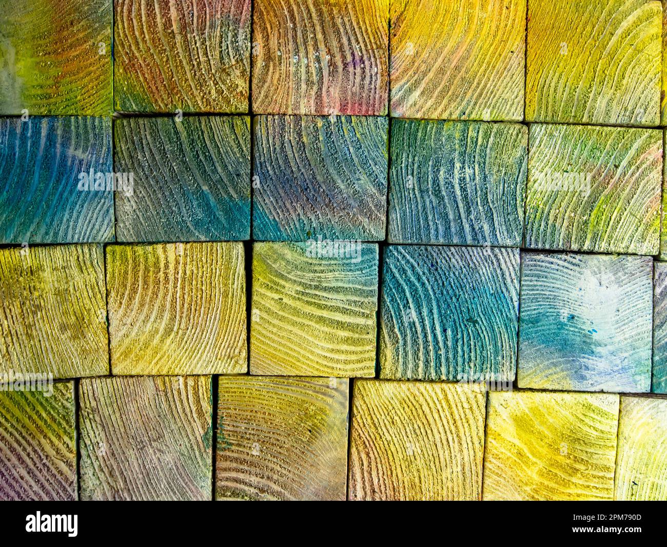 Colorful pine cubes.Colorful wooden textures. Pine texture painted in ...