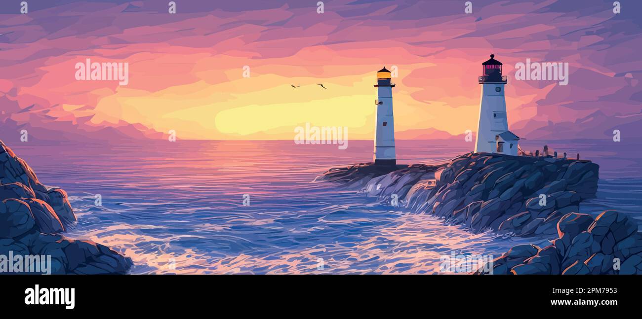 Lighthouses At Sunset Wallpaper