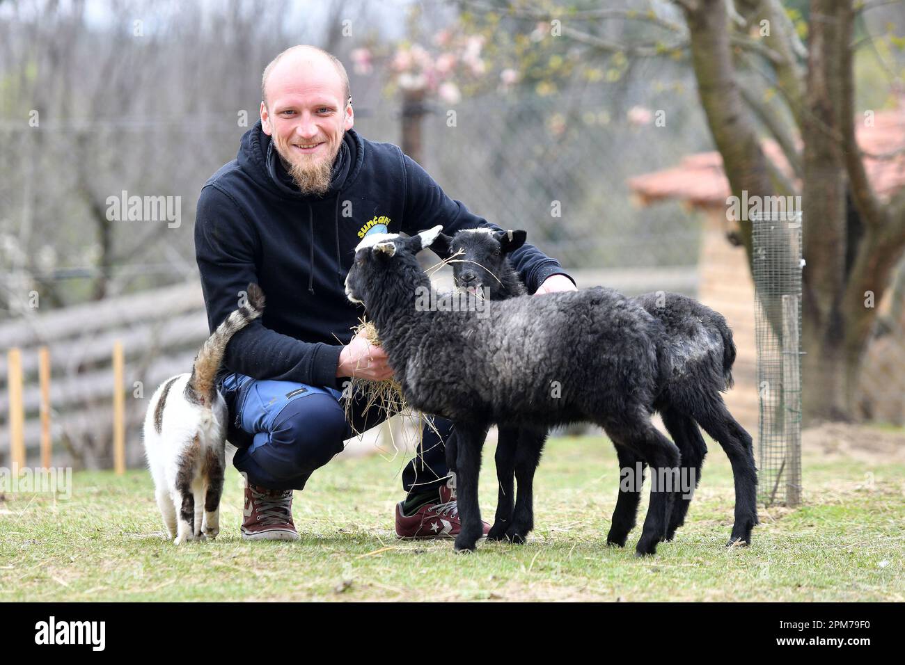 Nikola Bosak with his saved animals at the animal sanctuary Suncani ...