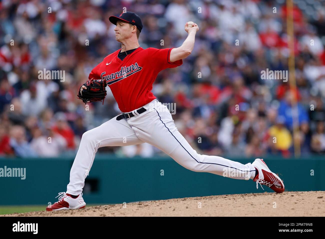 CLEVELAND, OH - APRIL 11: Cleveland Guardians relief pitcher Tim Herrin ...