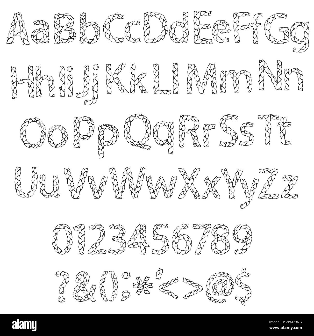 Leaves Pattern Sketch Letters and Symbols Stock Vector Image & Art - Alamy