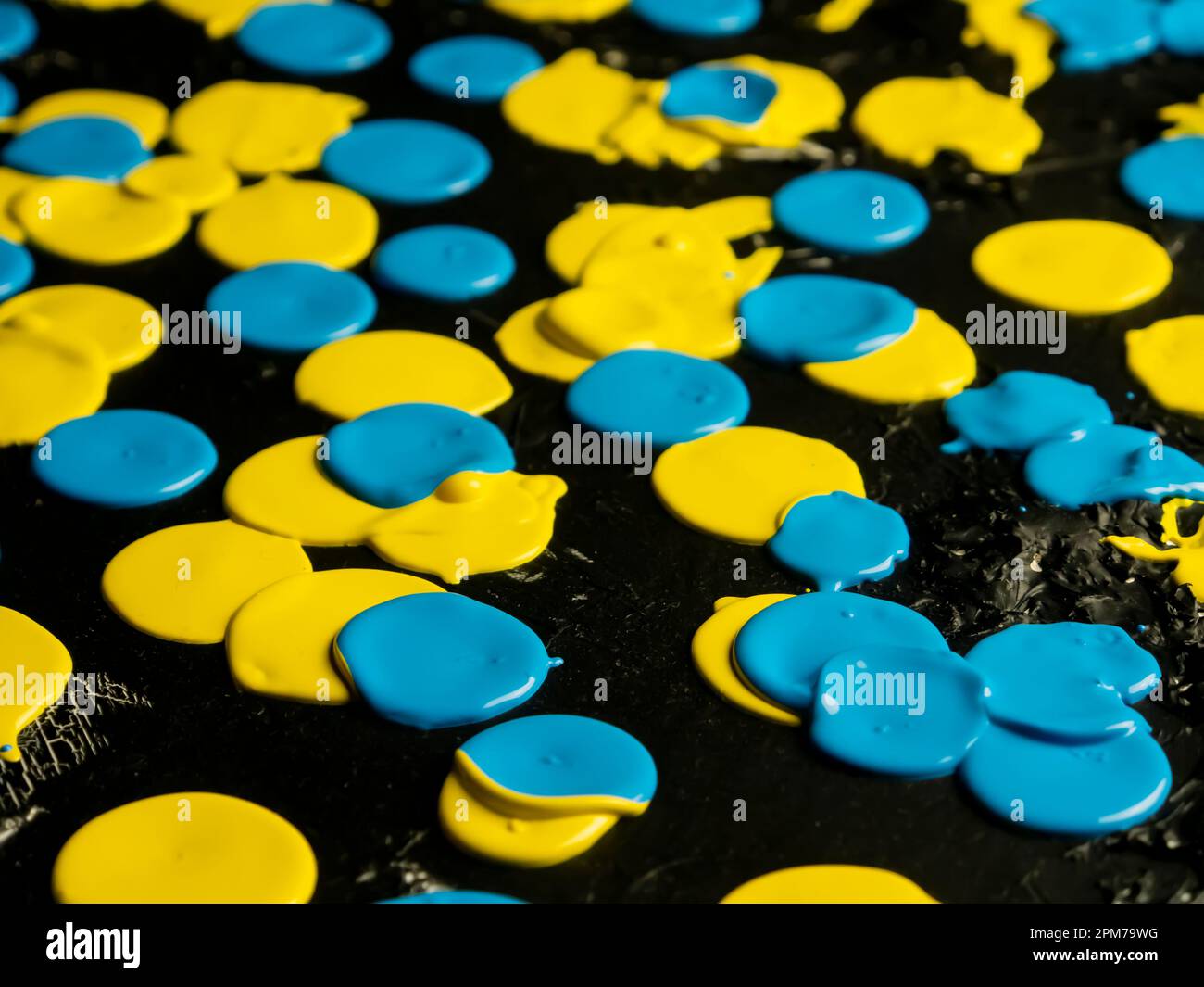 Yellow and blue colours symbol of Ukraine. Acrylic on canvas painting ...