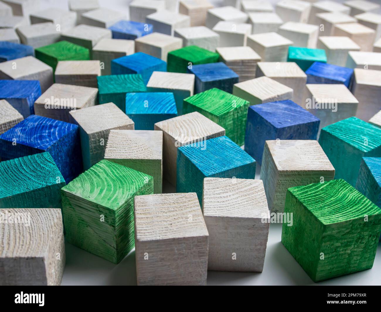 Colorful pine cubes.Colorful wooden textures. Pine texture painted in ...