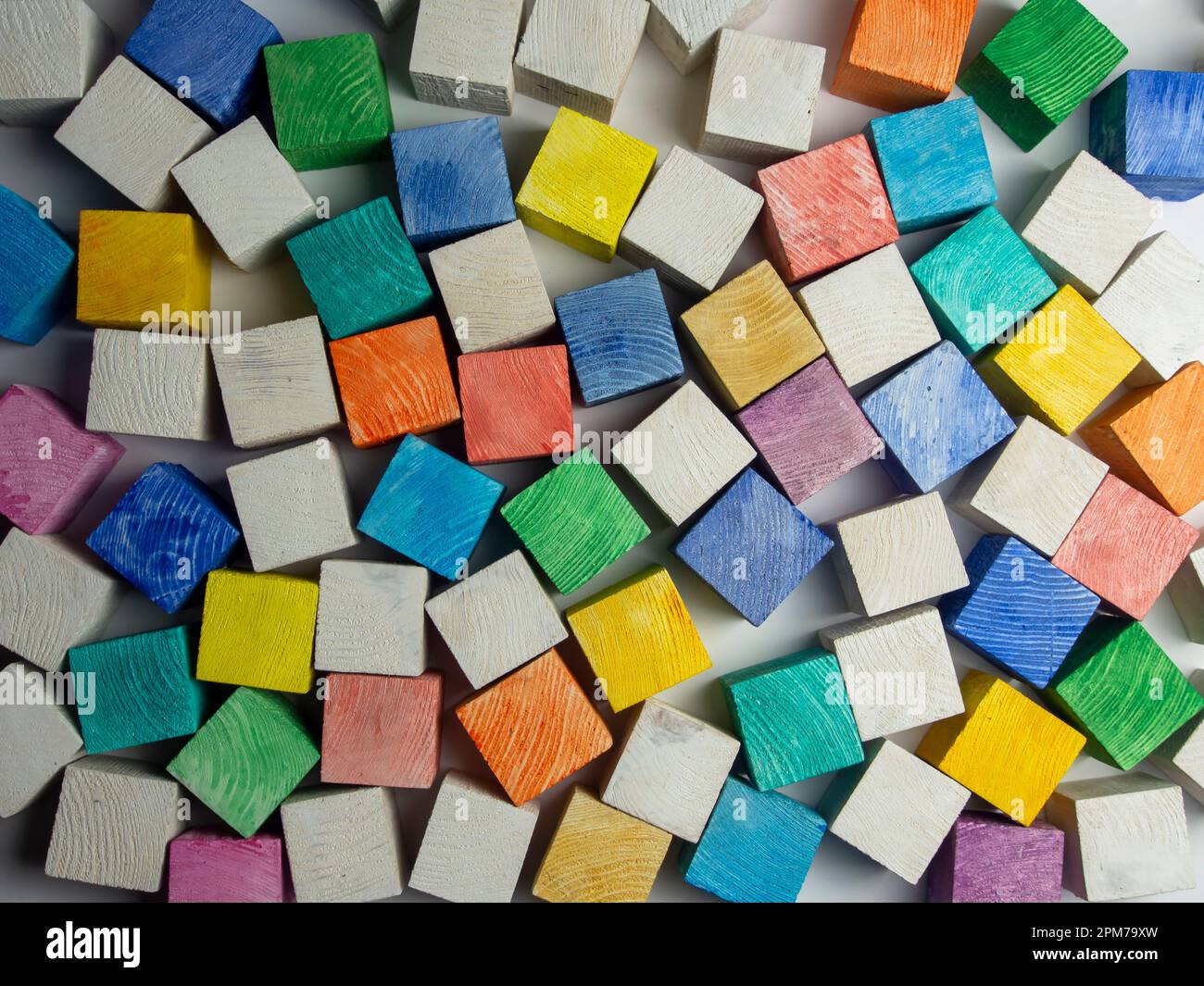 Colorful pine cubes.Colorful wooden textures. Pine texture painted in ...