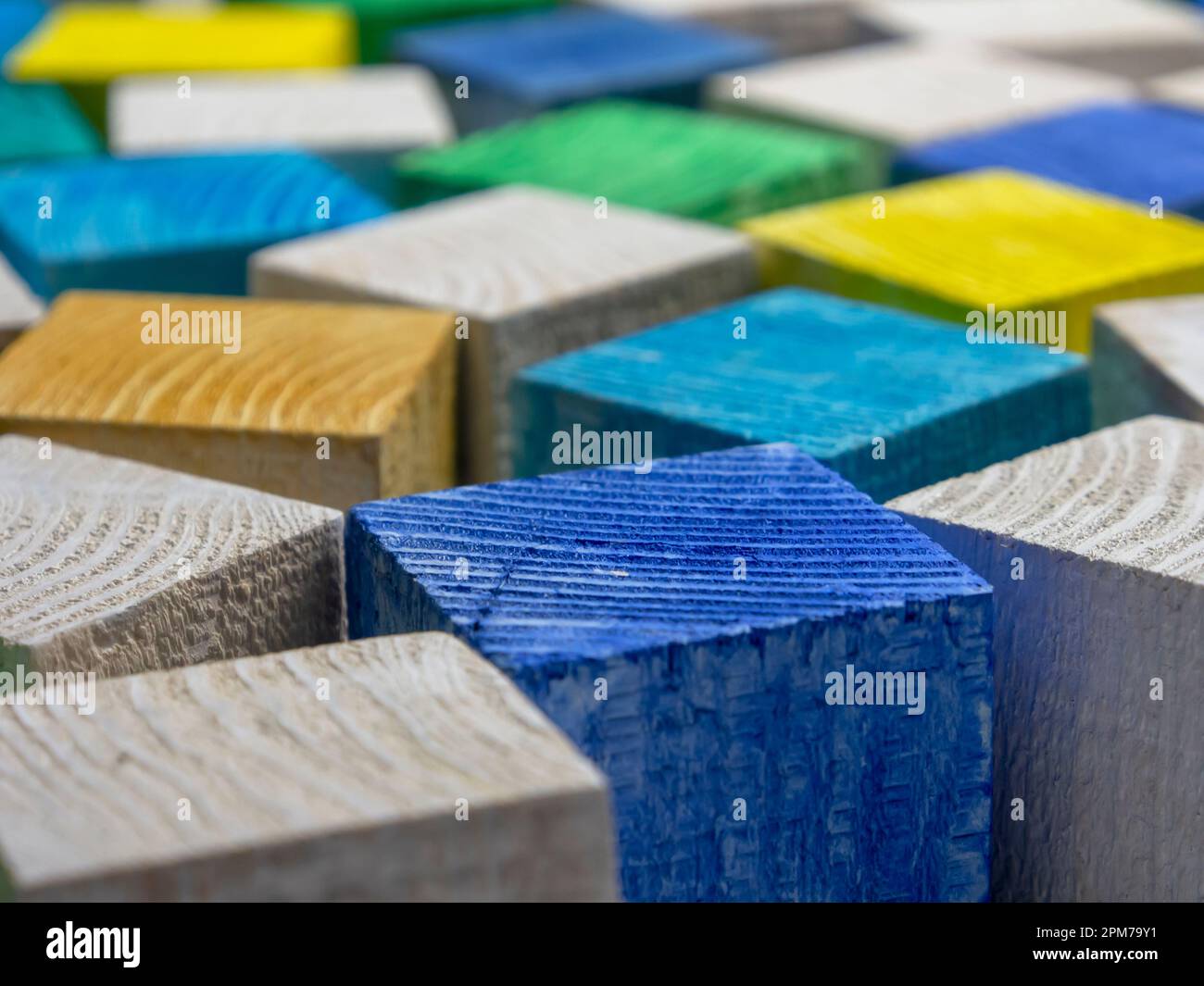 Colorful pine cubes.Colorful wooden textures. Pine texture painted in ...