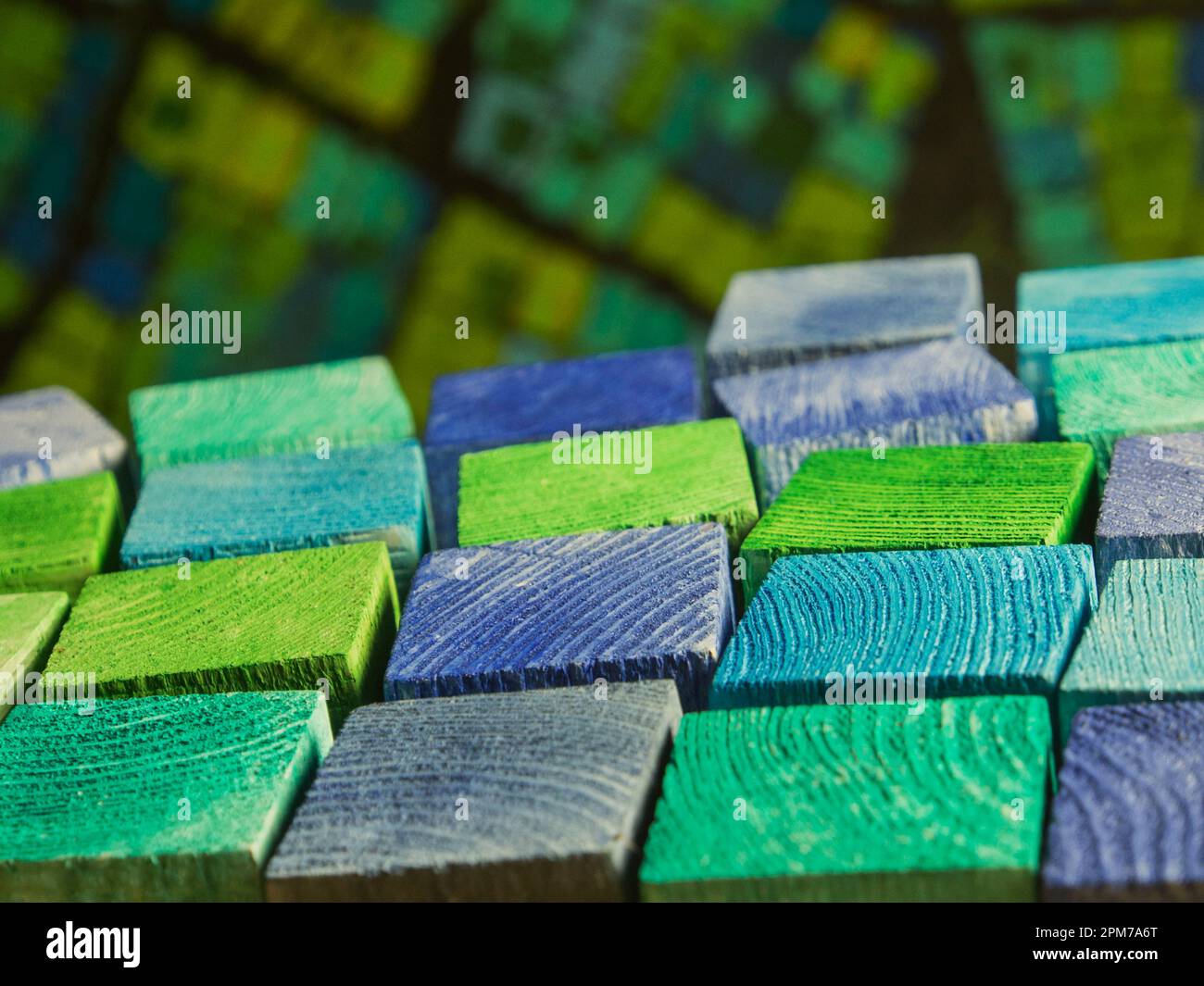 Colorful pine cubes.Colorful wooden textures. Pine texture painted in ...