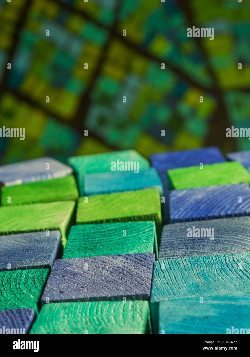Colorful pine cubes.Colorful wooden textures. Pine texture painted in ...