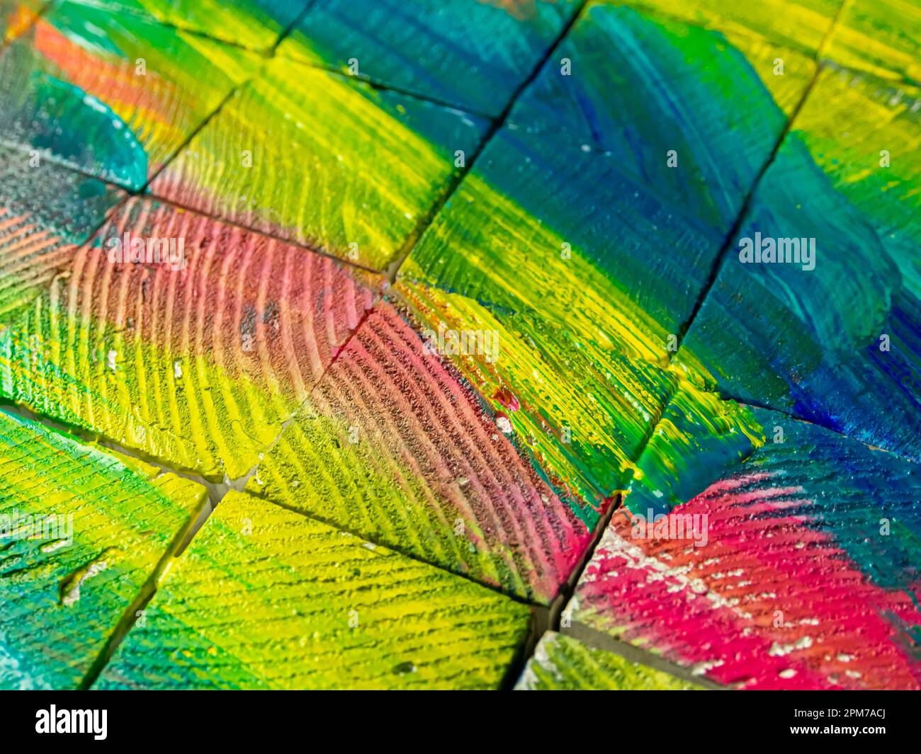 Colorful pine cubes.Colorful wooden textures. Pine texture painted in ...