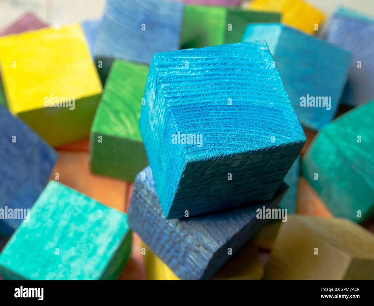 Colorful pine cubes.Colorful wooden textures. Pine texture painted in ...