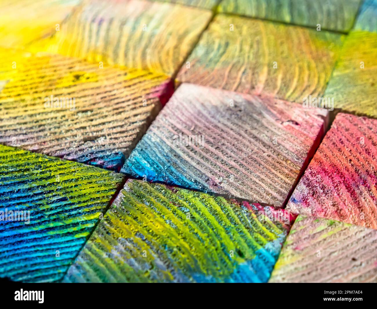 Colorful pine cubes.Colorful wooden textures. Pine texture painted in ...