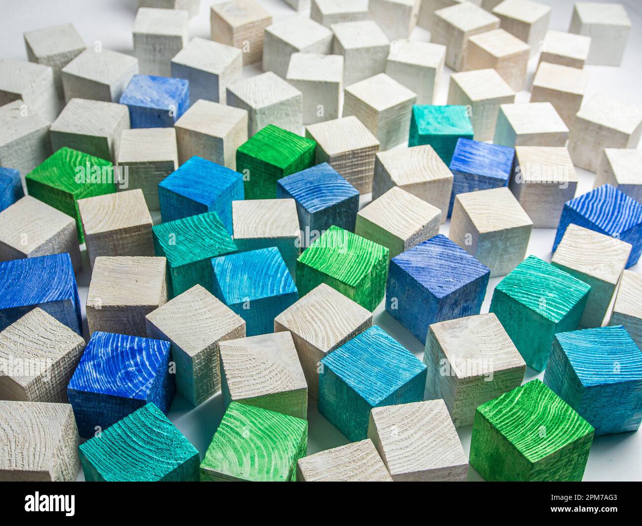 Colorful pine cubes.Colorful wooden textures. Pine texture painted in ...