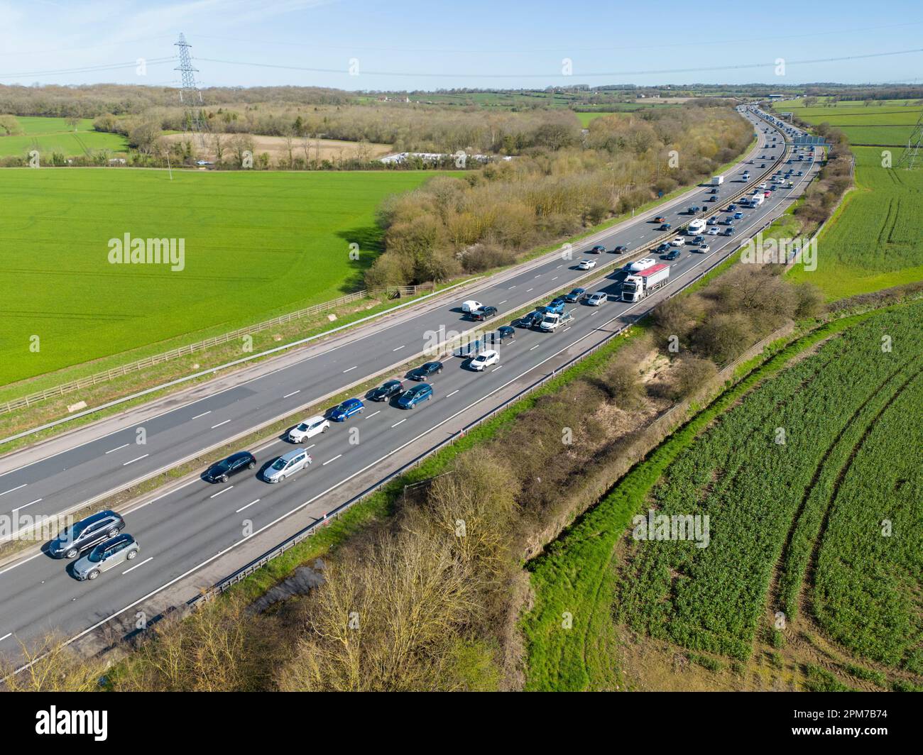 Easter holiday traffic backed up in queues on the M5 close to the ...