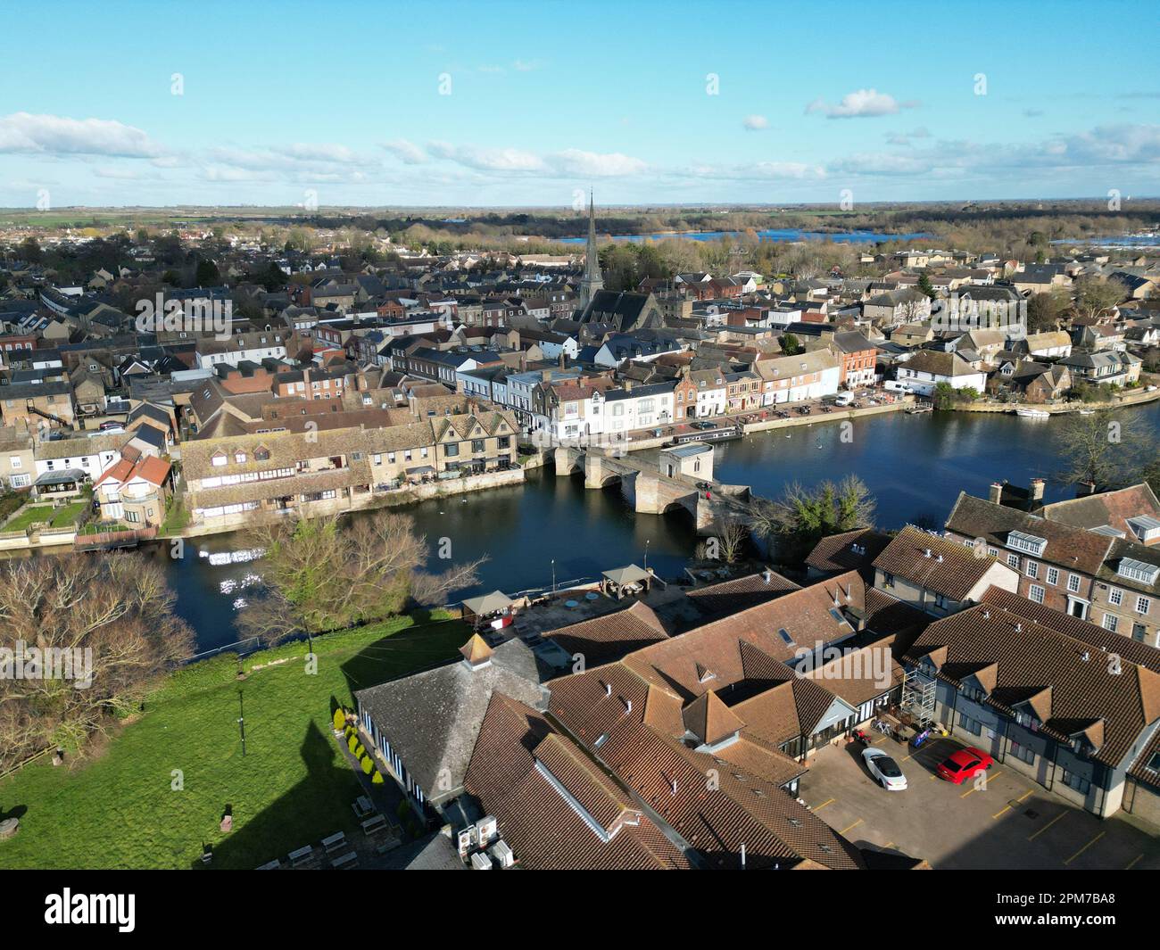 St Ives town centre Cambridgeshire UK drone aerial view Stock Photo - Alamy