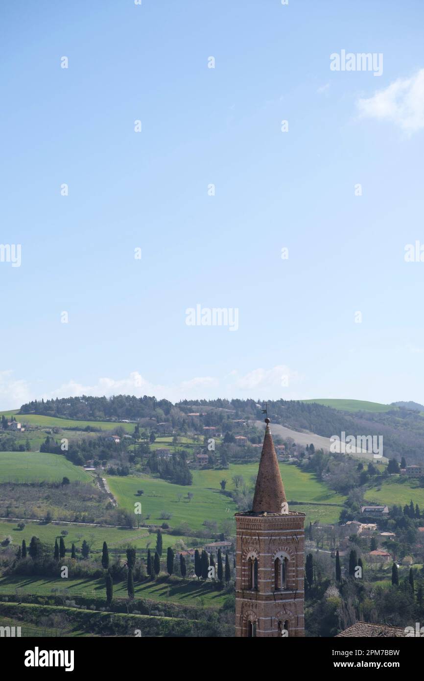 Architectural detail of the old hill top town of Urbino in Italy Stock ...