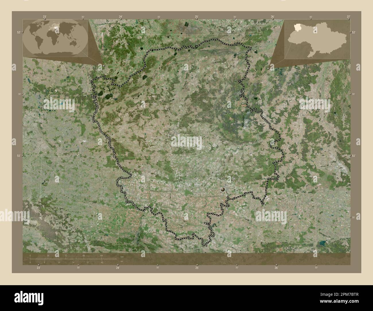 Volyn, region of Ukraine. High resolution satellite map. Corner ...