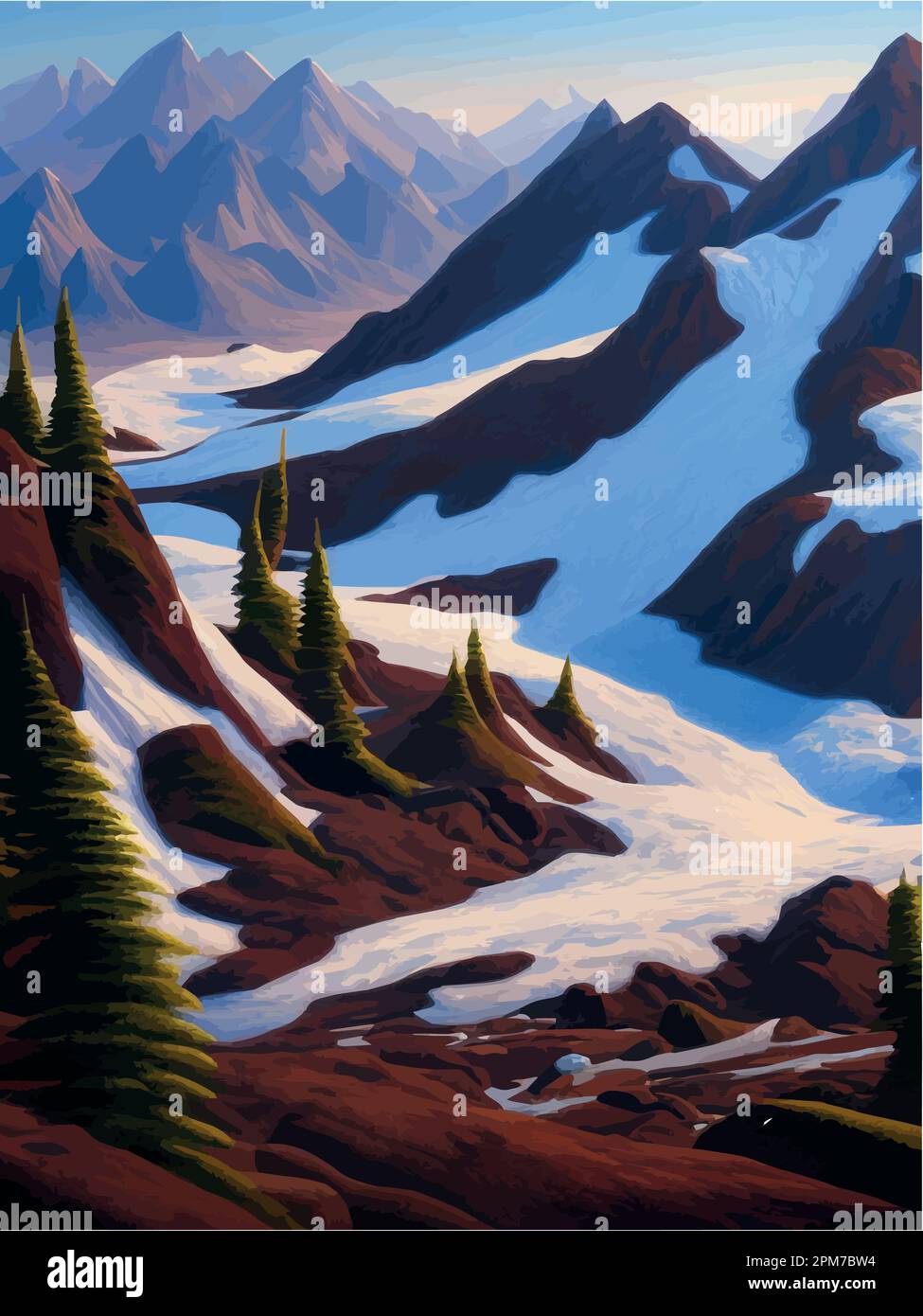 Snow Capped Mountains Illustration
