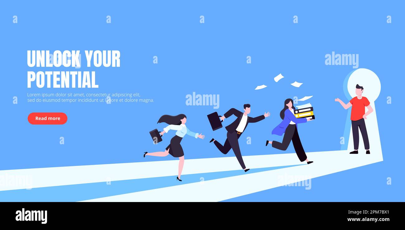 Unlock your opportunity concept with keyhole and ambitious people ...