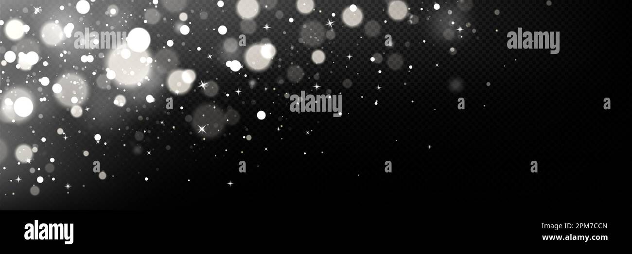 Realistic white bokeh light effect isolated on transparent background ...