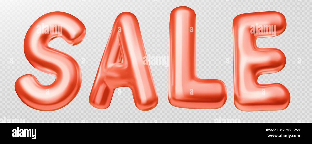 Red metal sale word isolated on transparent background. Vector ...