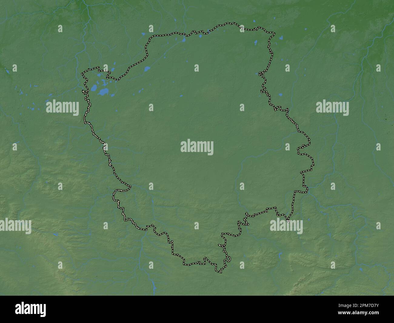 Volyn, region of Ukraine. Colored elevation map with lakes and rivers ...