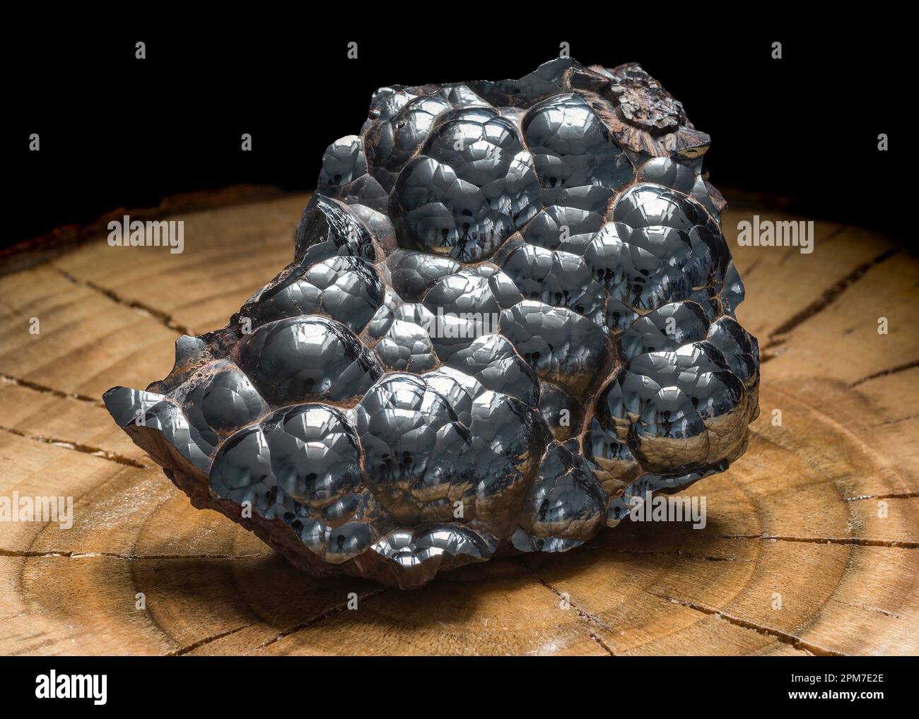 Kidney resembling hematite rock with its undulated metallic surface. Botryoidal iron oxide ...