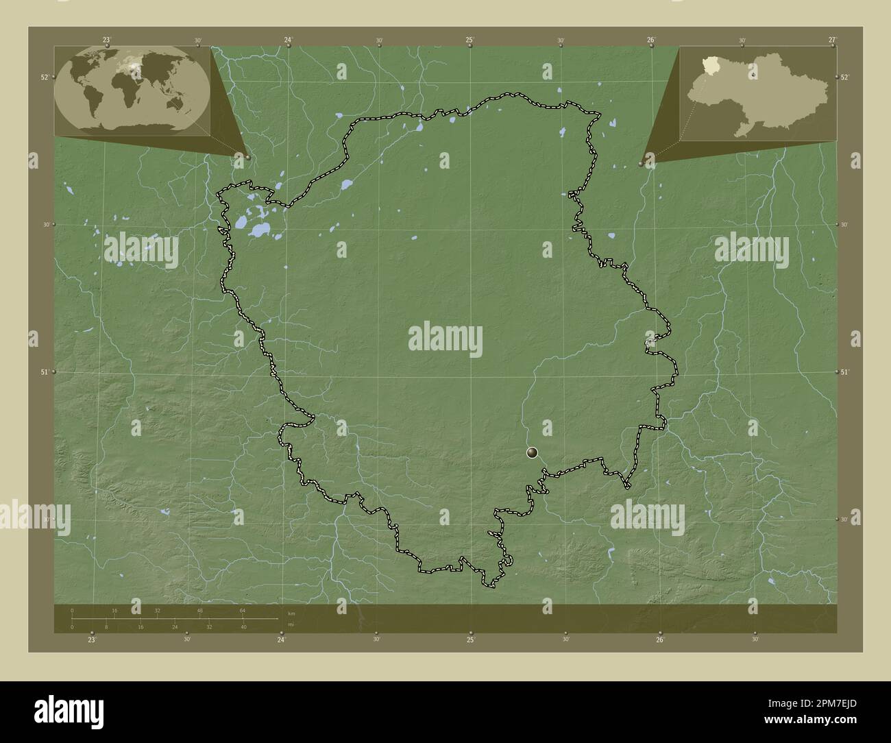 Volyn, region of Ukraine. Elevation map colored in wiki style with ...