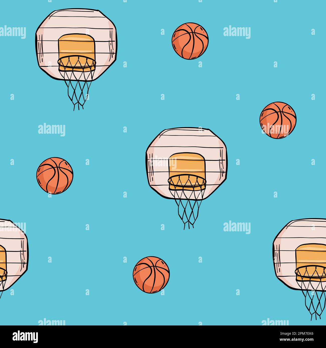 The seamless pattern on the basketball theme Stock Vector Image & Art ...