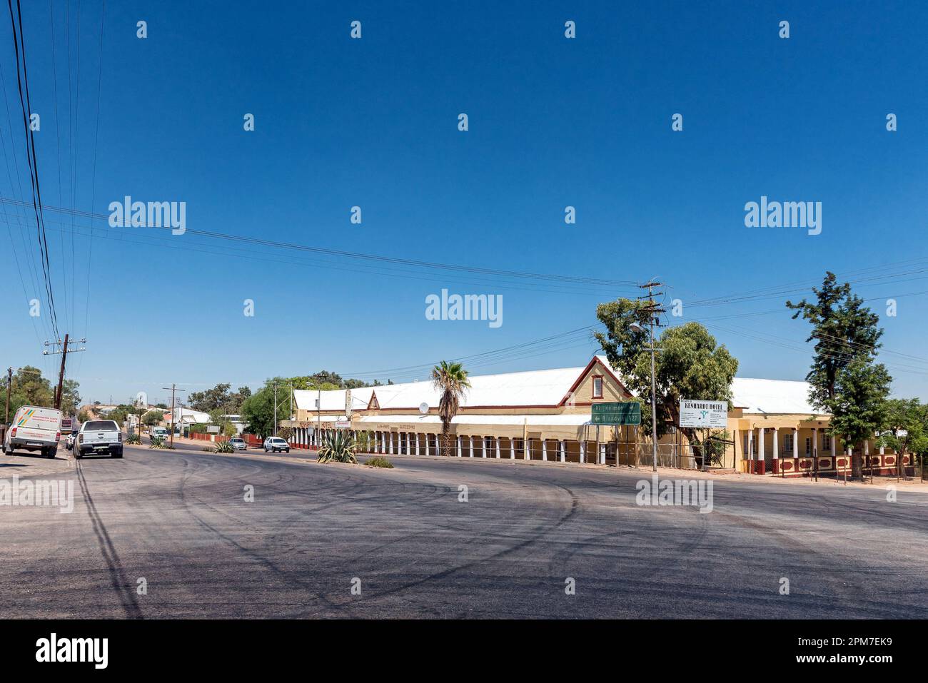 Kenhardt, South Africa - Feb 28 2023: A street scene, with the Kenhardt ...