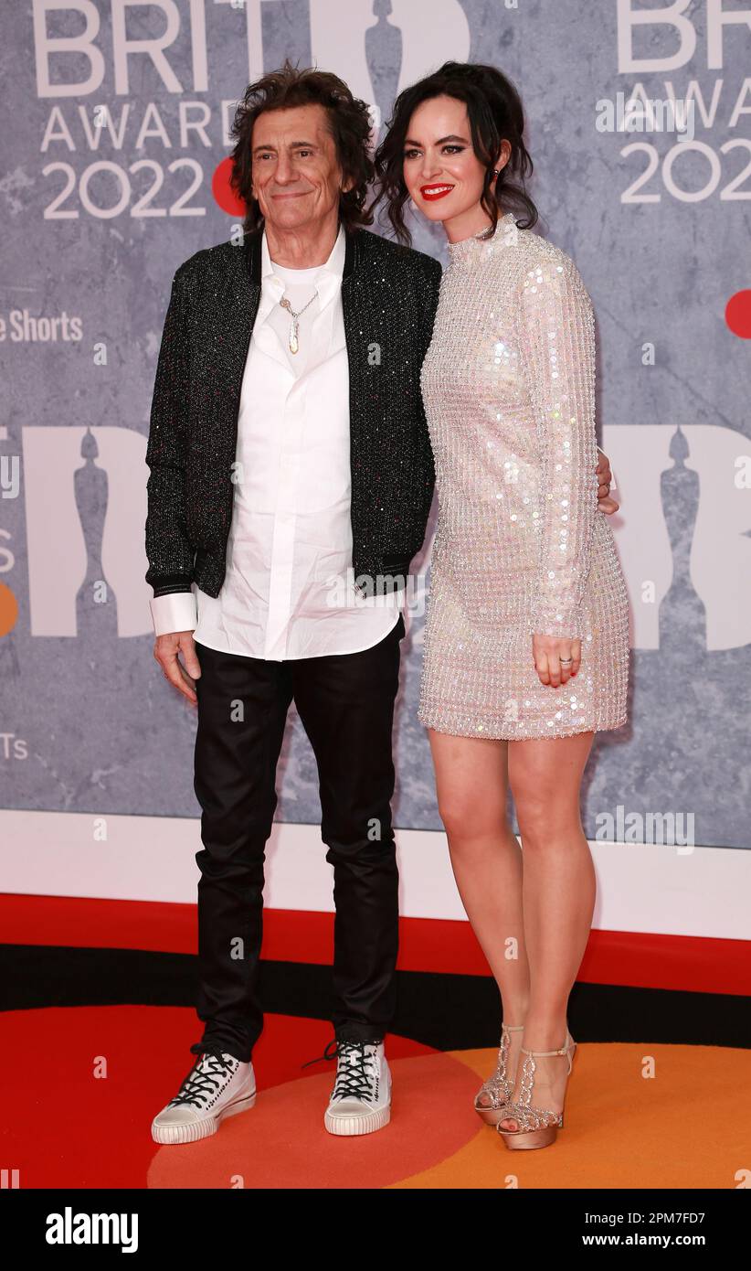 Ronnie Wood and Sally Wood attend The BRIT Awards 2022 at the O2 arena ...