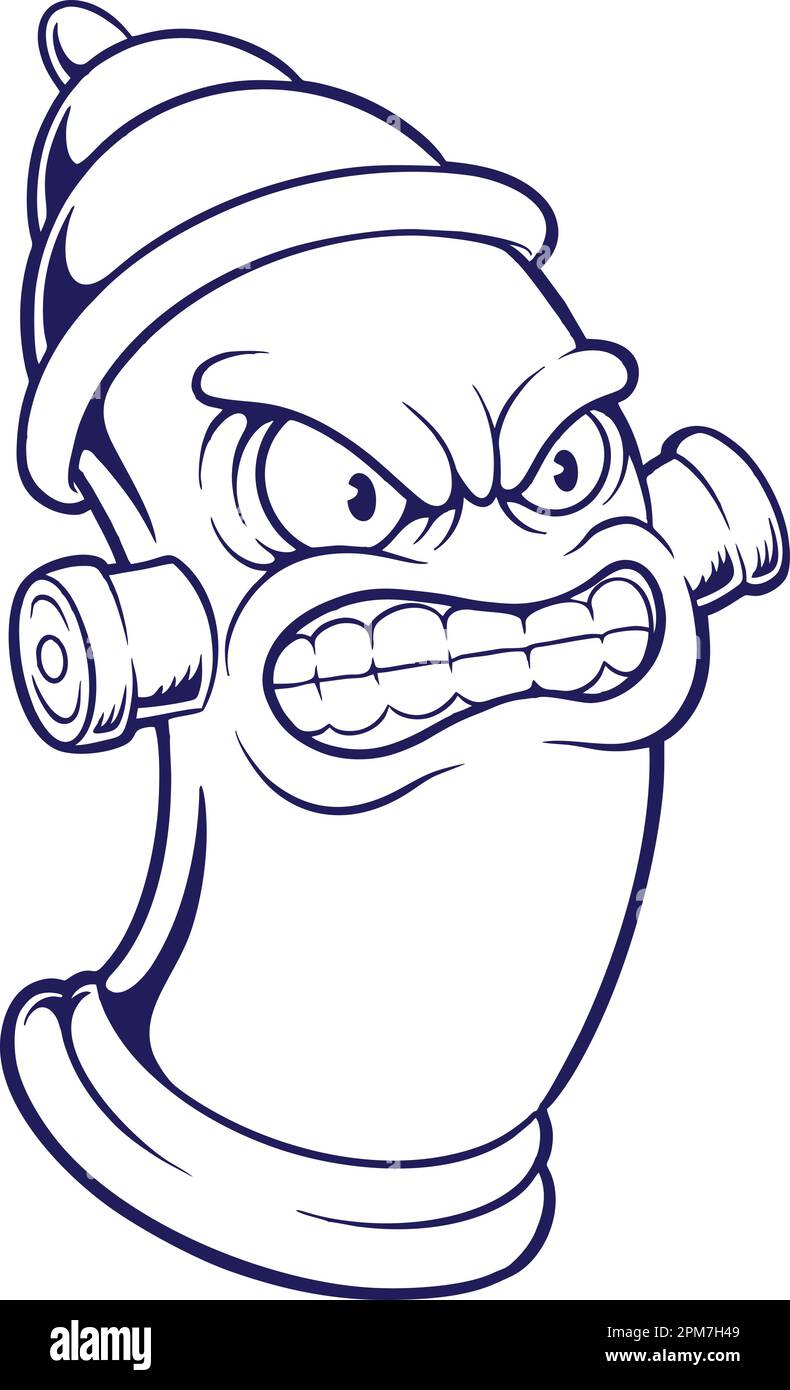 Vintage angry fire hydrant mascot illustrations silhouette vector for ...
