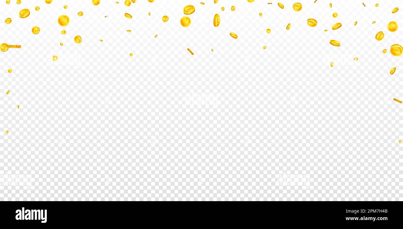 Indian rupee coins falling. Scattered gold INR coins. India money ...