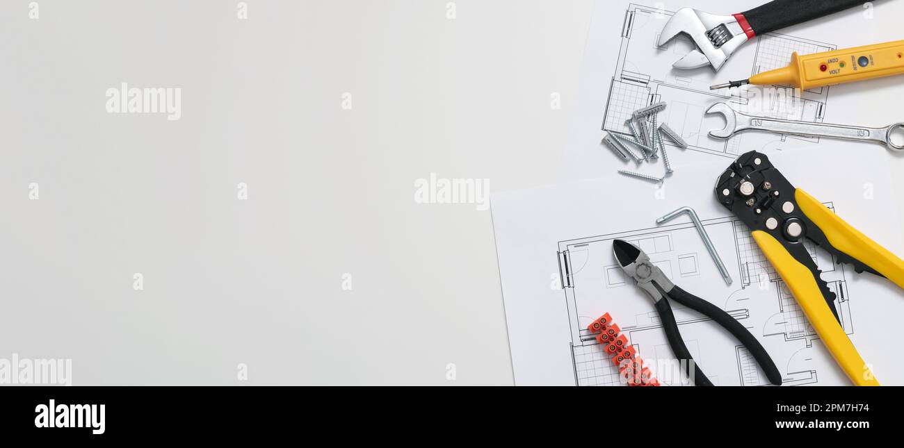 Multiple repair tools, workshop and DIY concept Stock Photo - Alamy