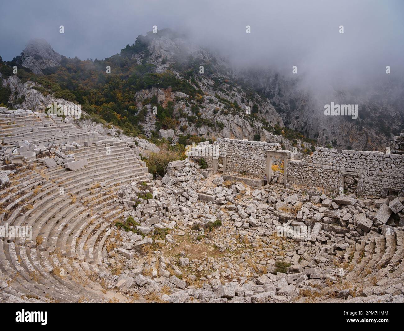 Autumn walk by ancient amphitheatre in city Termessos Ancient City ...