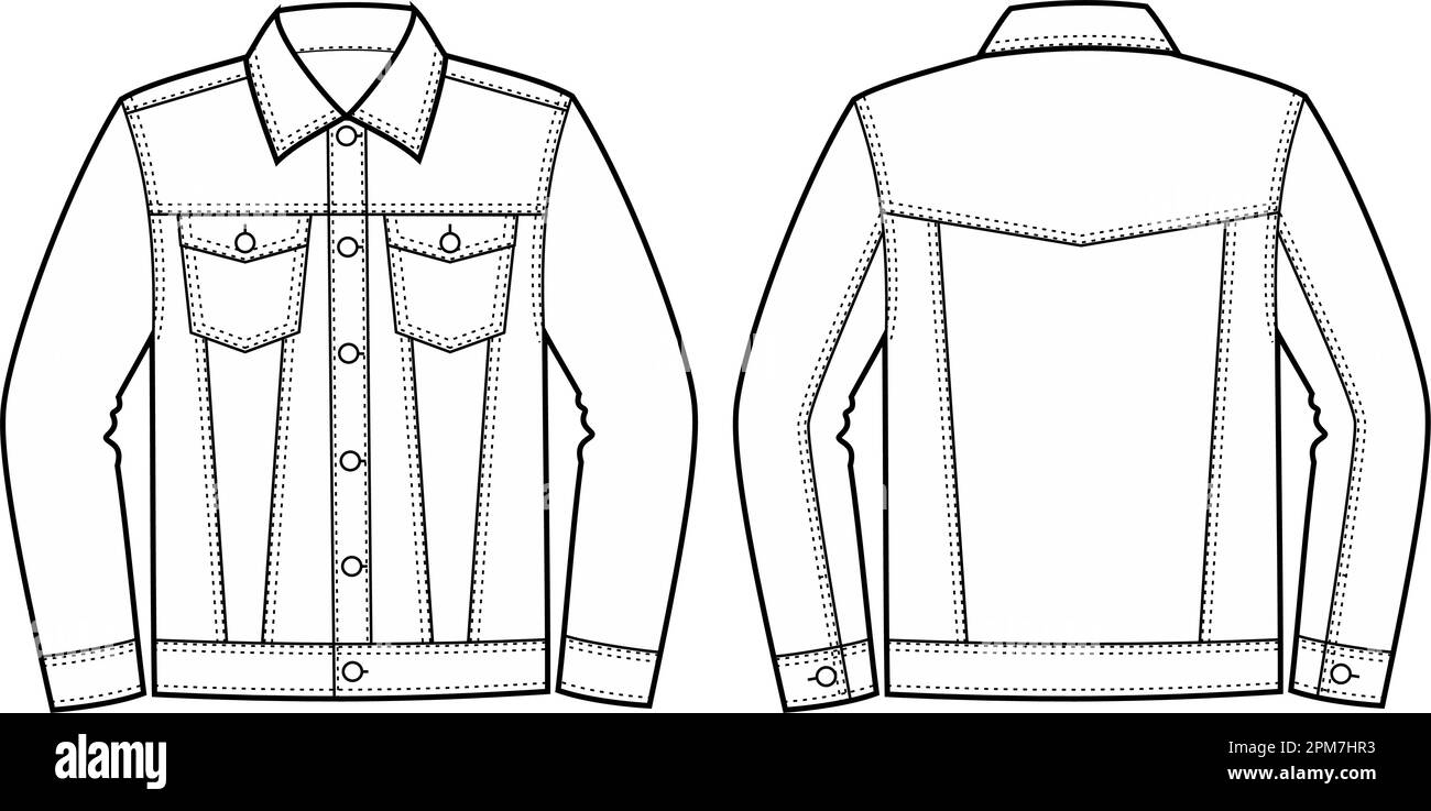 Mans jean jacket. Front and back Stock Vector Image & Art - Alamy