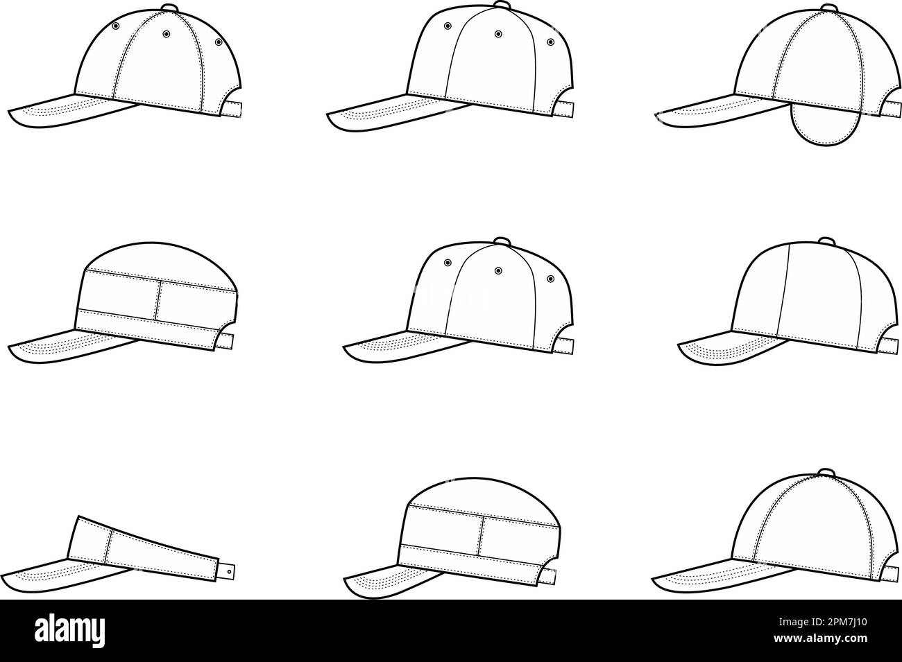 Baseball cap set. Side view Stock Vector Image & Art - Alamy