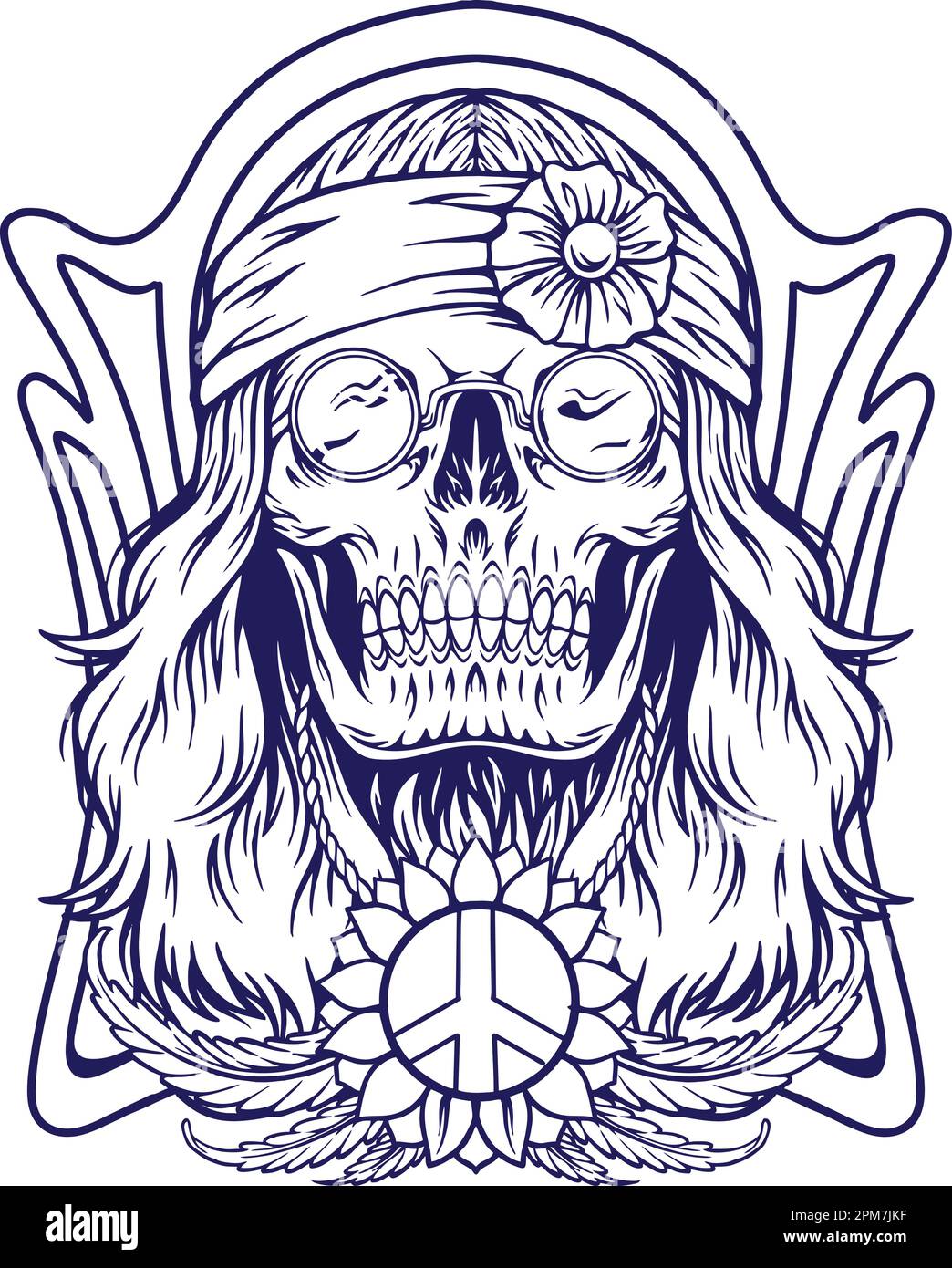 Hippie skull head cannabis leaf peace with flower headband ...