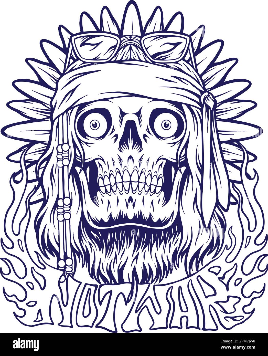 Funky skull head hippie not war lettering with headband sunglasses ...