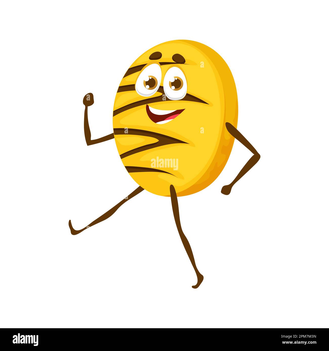 Funny cookie character, cartoon vector walking bakery dessert personage ...