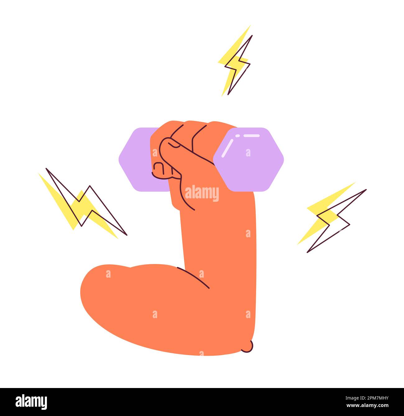 Lifting hand weight semi flat colorful vector first view hand Stock ...