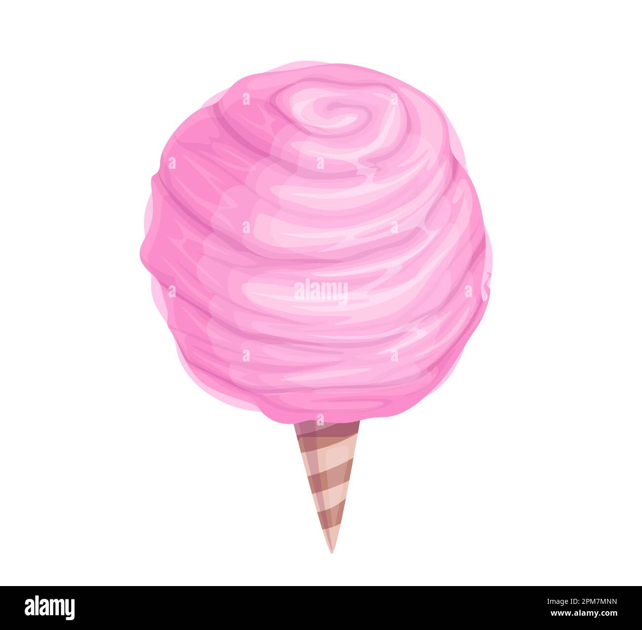 Cartoon cotton candy, isolated vector fluffy delicious pink sugar cloud ...