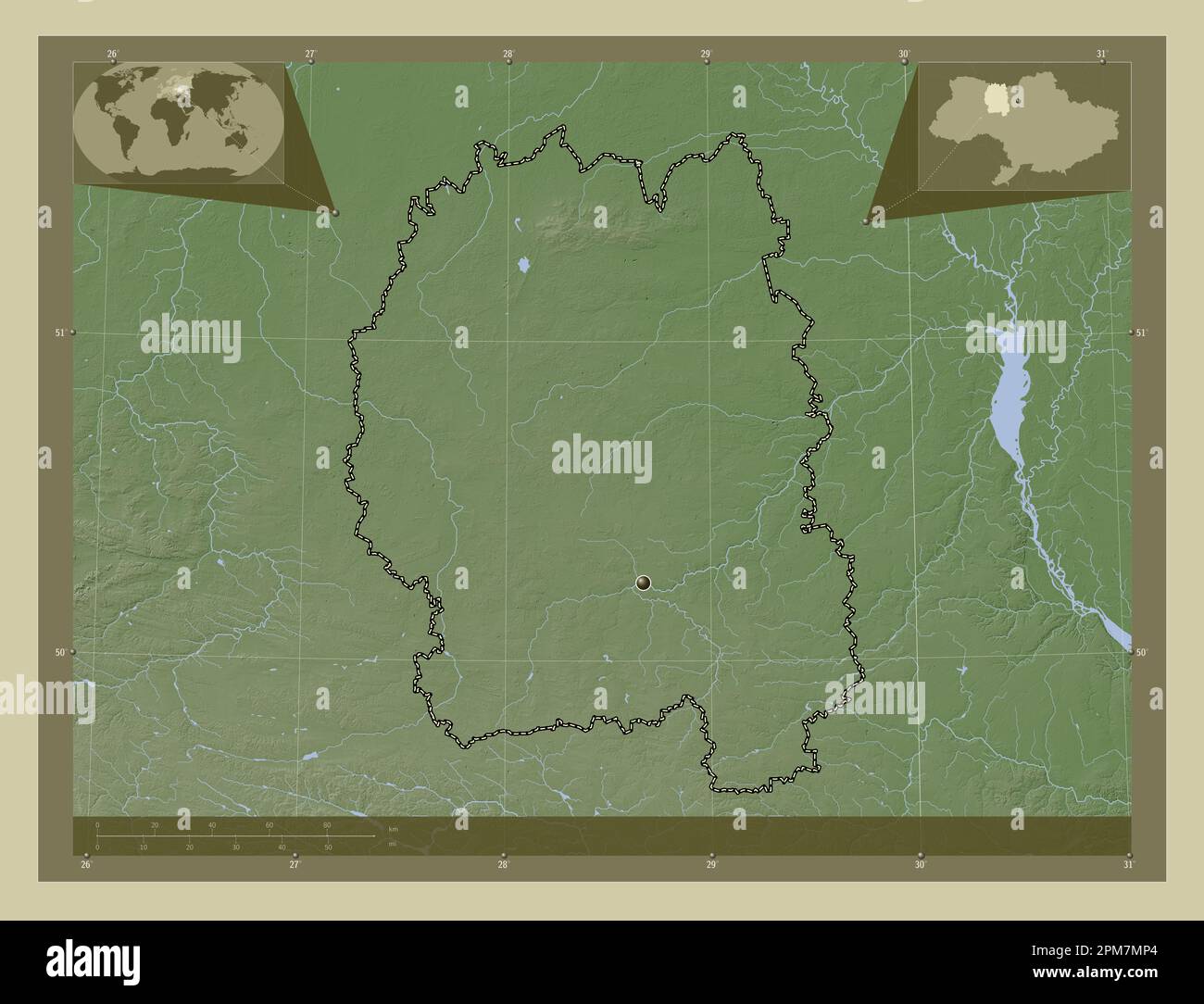 Zhytomyr, region of Ukraine. Elevation map colored in wiki style with ...