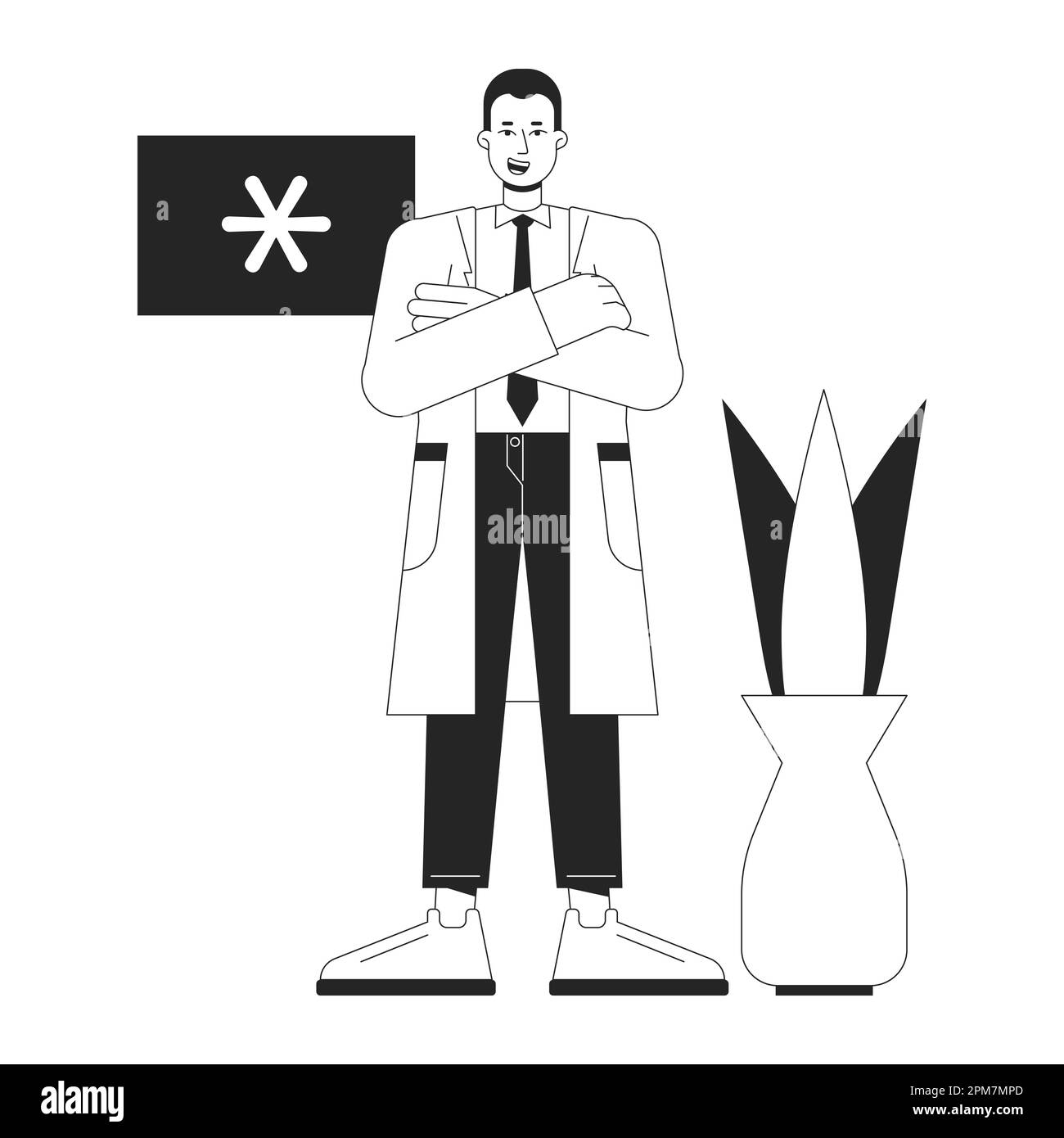 Professional doctor bw concept vector spot illustration Stock Vector ...