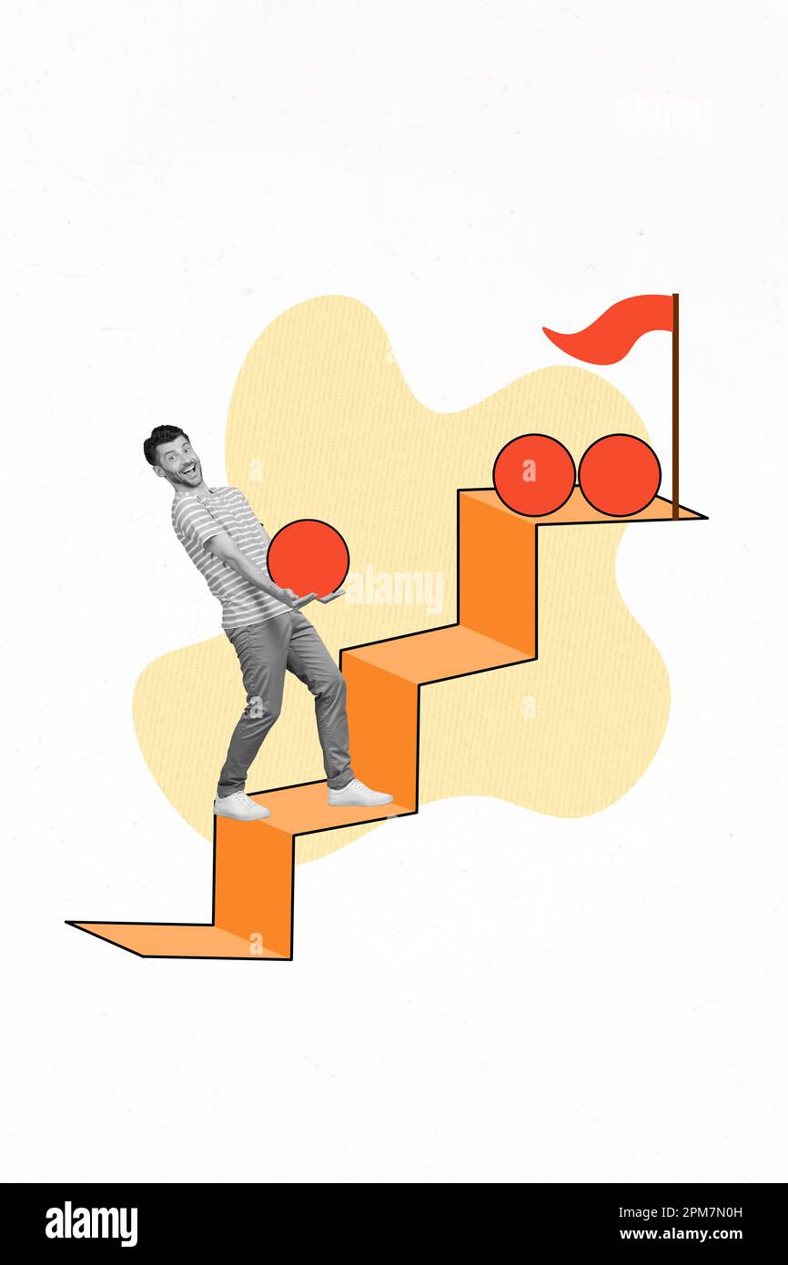 Magazine sketch picture poster collage photo of persistent happy man ...