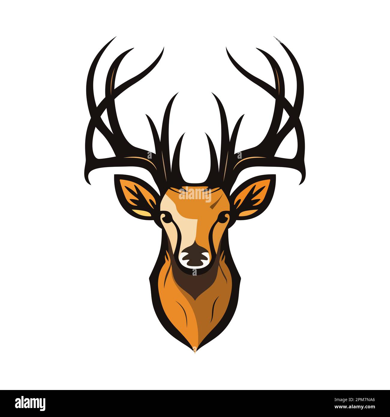 Deer head logo design. Abstract drawing deer with horns. Cute cartoon ...