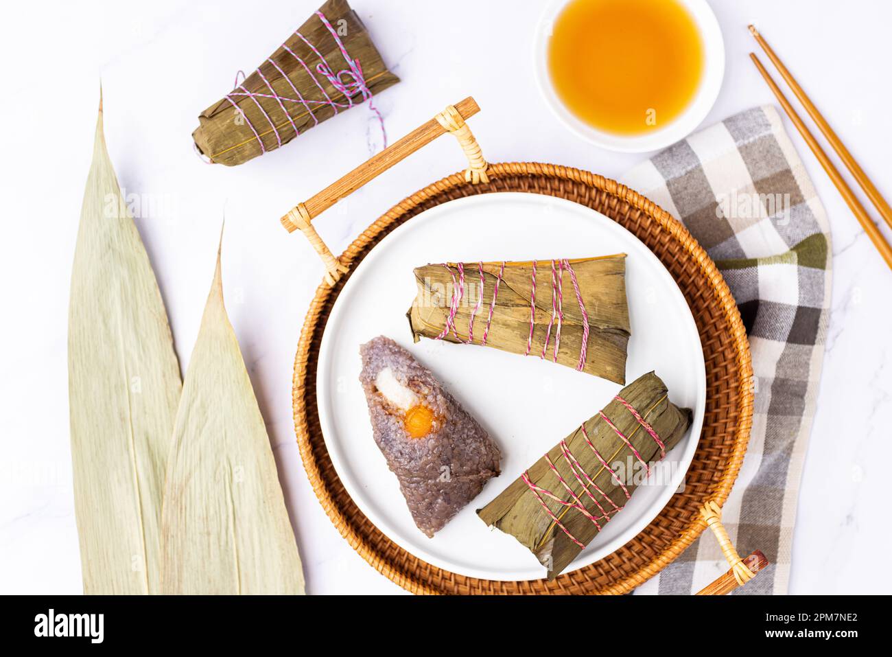 Traditional Chinese food for Dragon boat festival. Closeup zongzi or ...