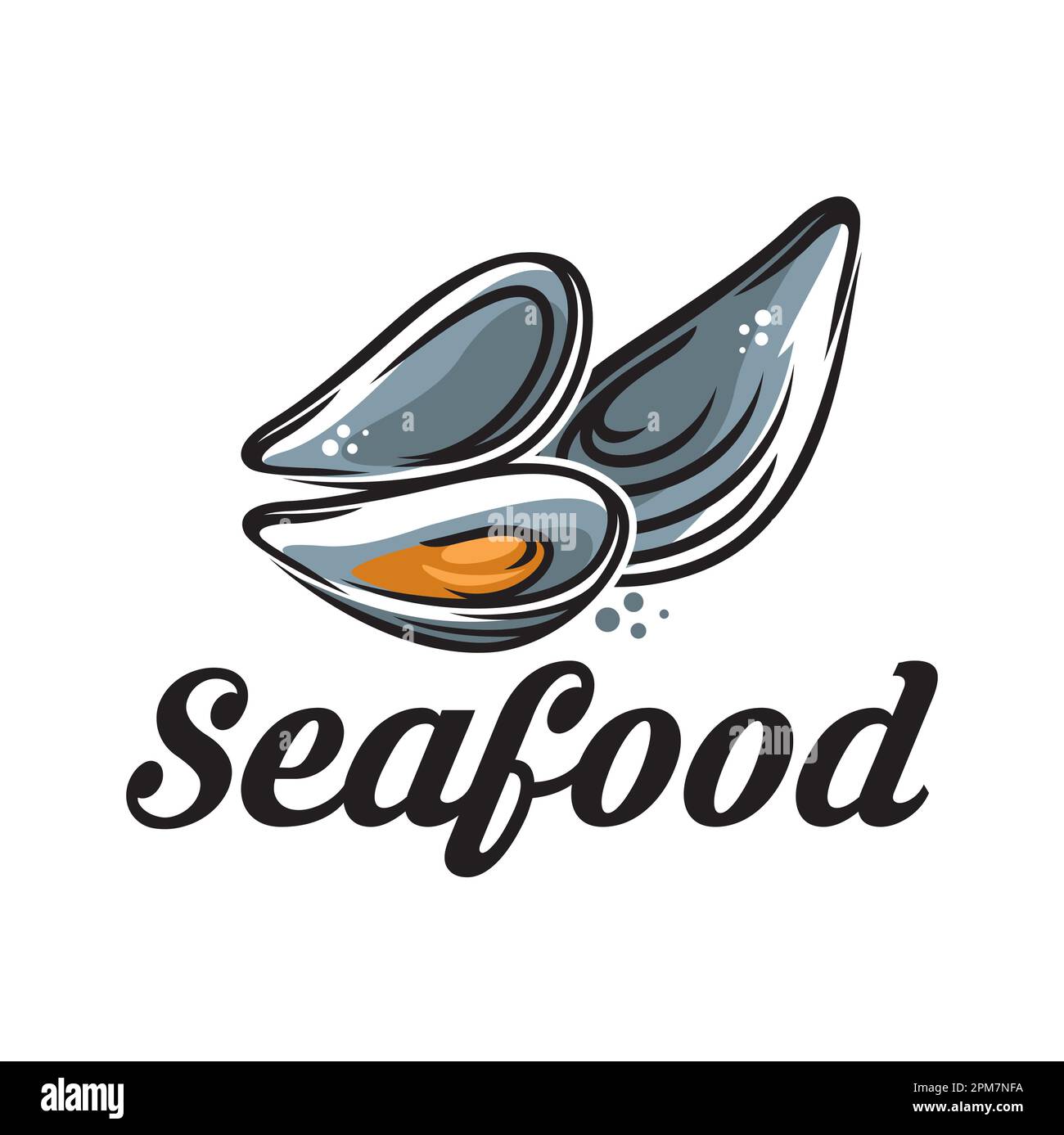 Mussels seafood icon. Restaurant or bar sea food menu, fresh fish ...