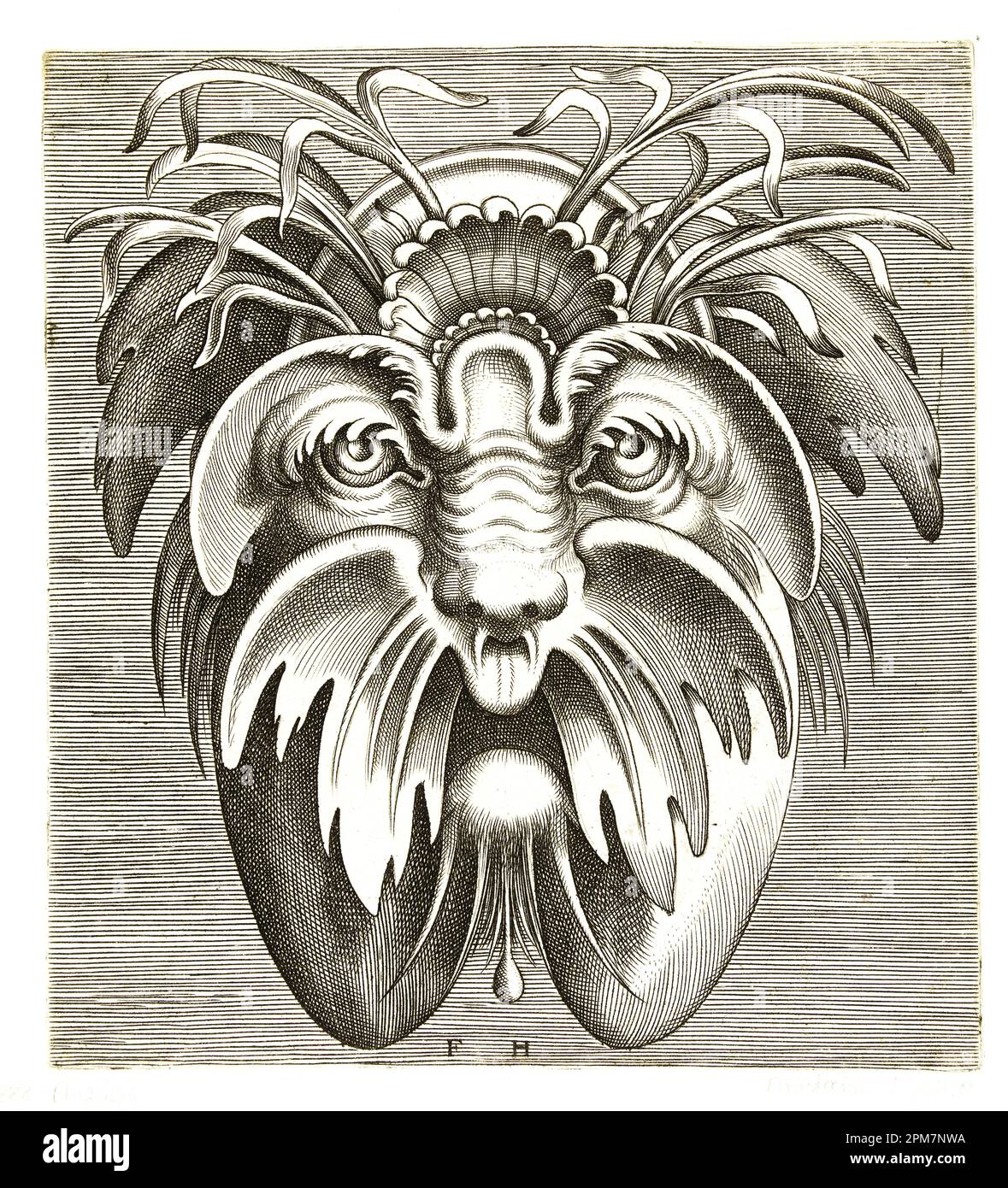 Frans Huys (engraver) after Cornelis Floris II - Mask with sagging ...