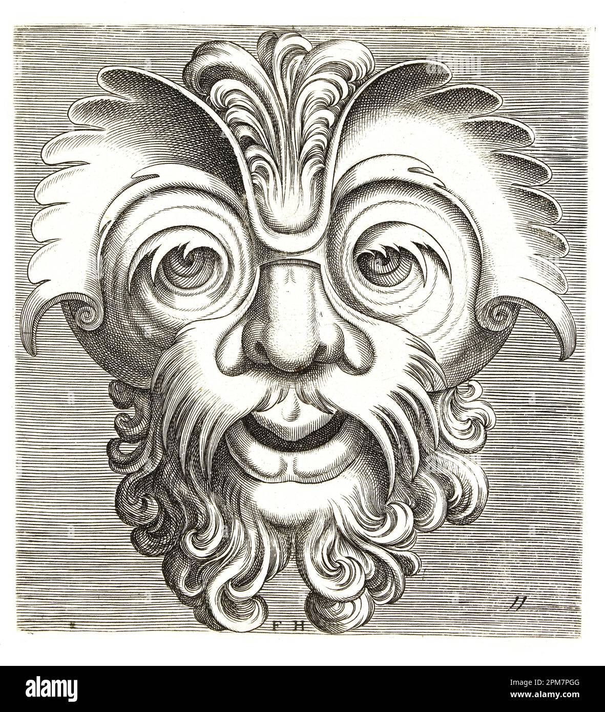Frans Huys (engraver) after Cornelis Floris II - Mask with Moustache ...